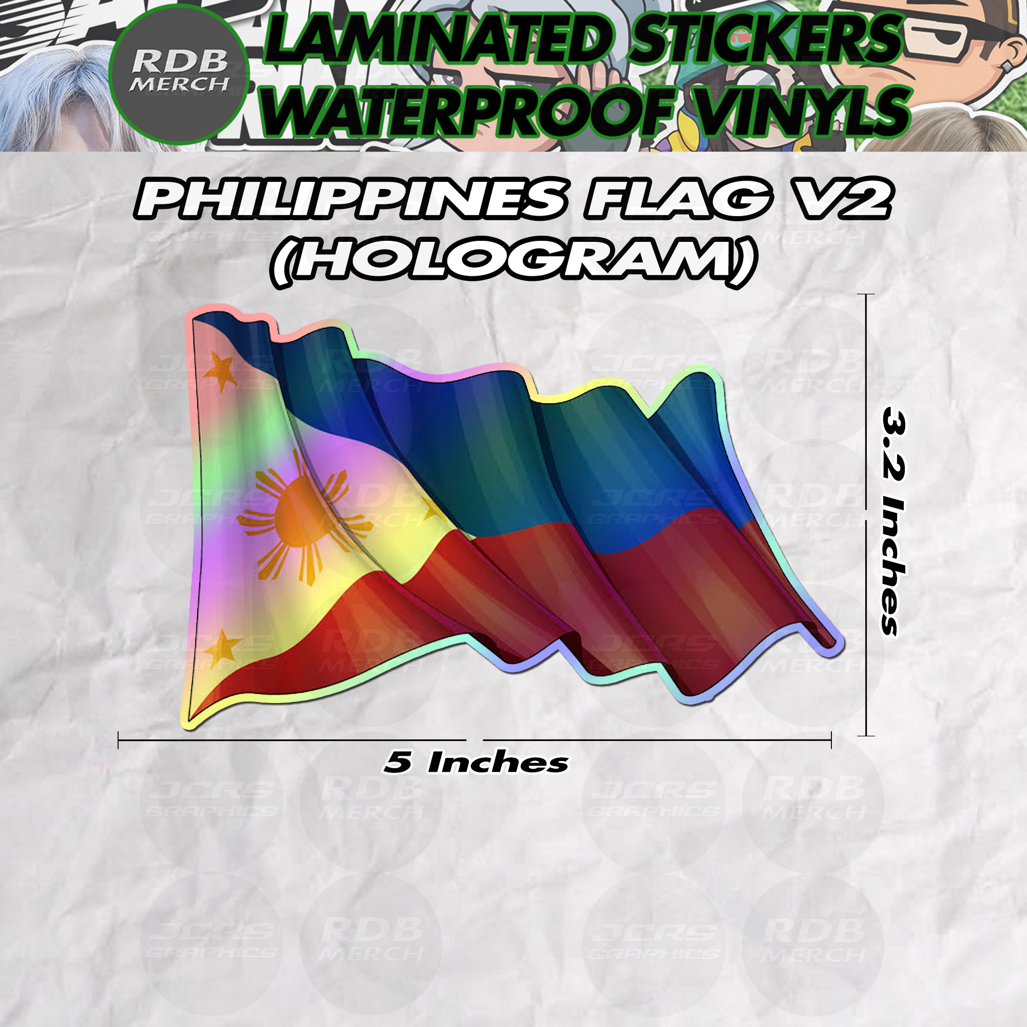 Philippines Flag Stickers Hologram Decals Laminated Waterproof For Cars ...