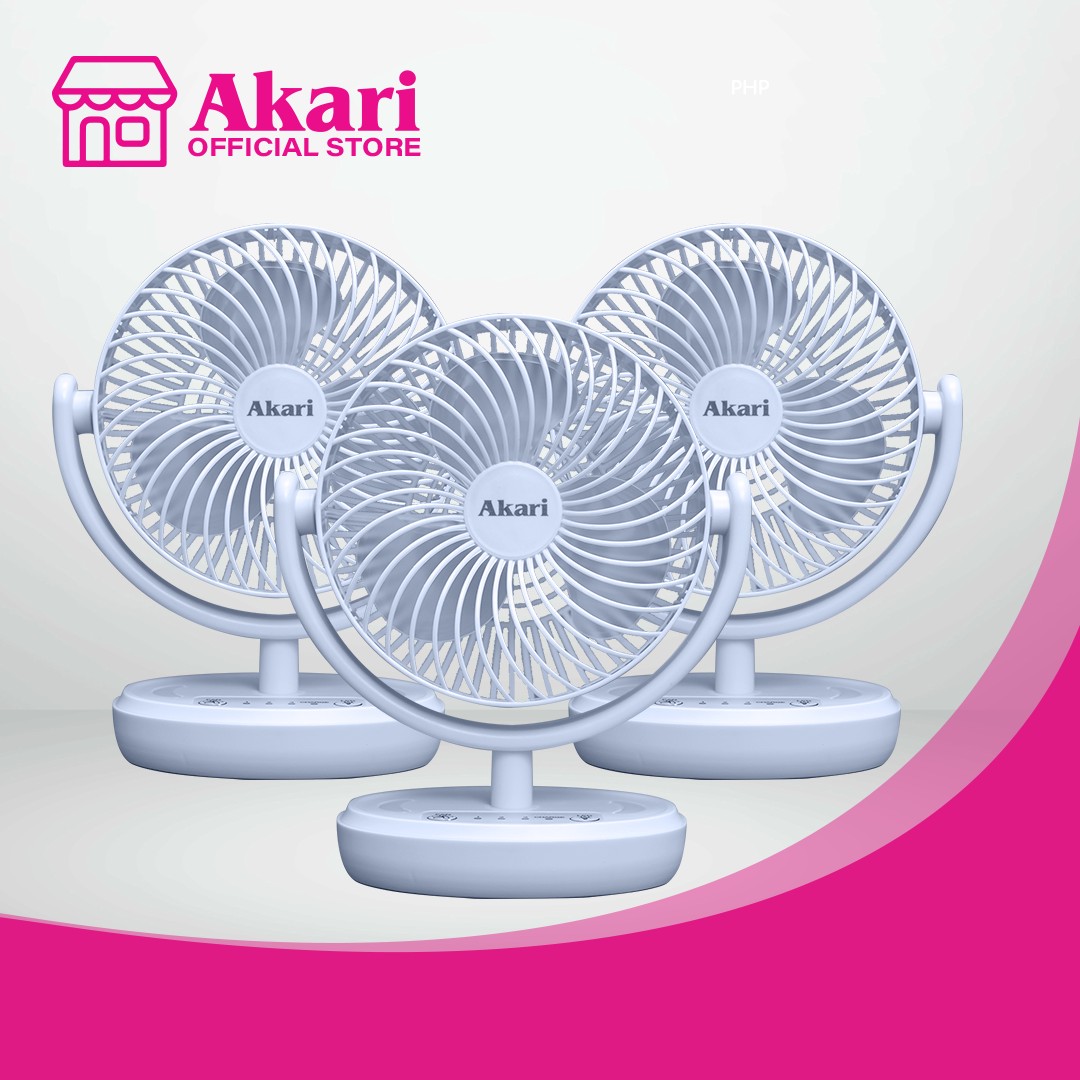 Akari Trio Bundle - 6" Rechargeable Desk fan w/ Night Light Function ...