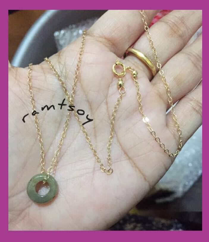 10k pure gold filled necklace with real jade stone | Lazada PH