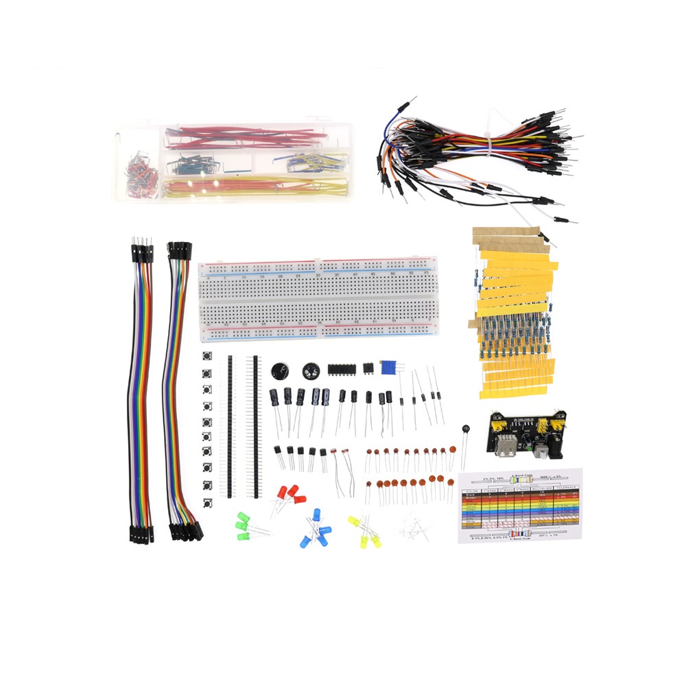 Electronic Component Basic Starter Kit with Breadboard Cable Resistor ...