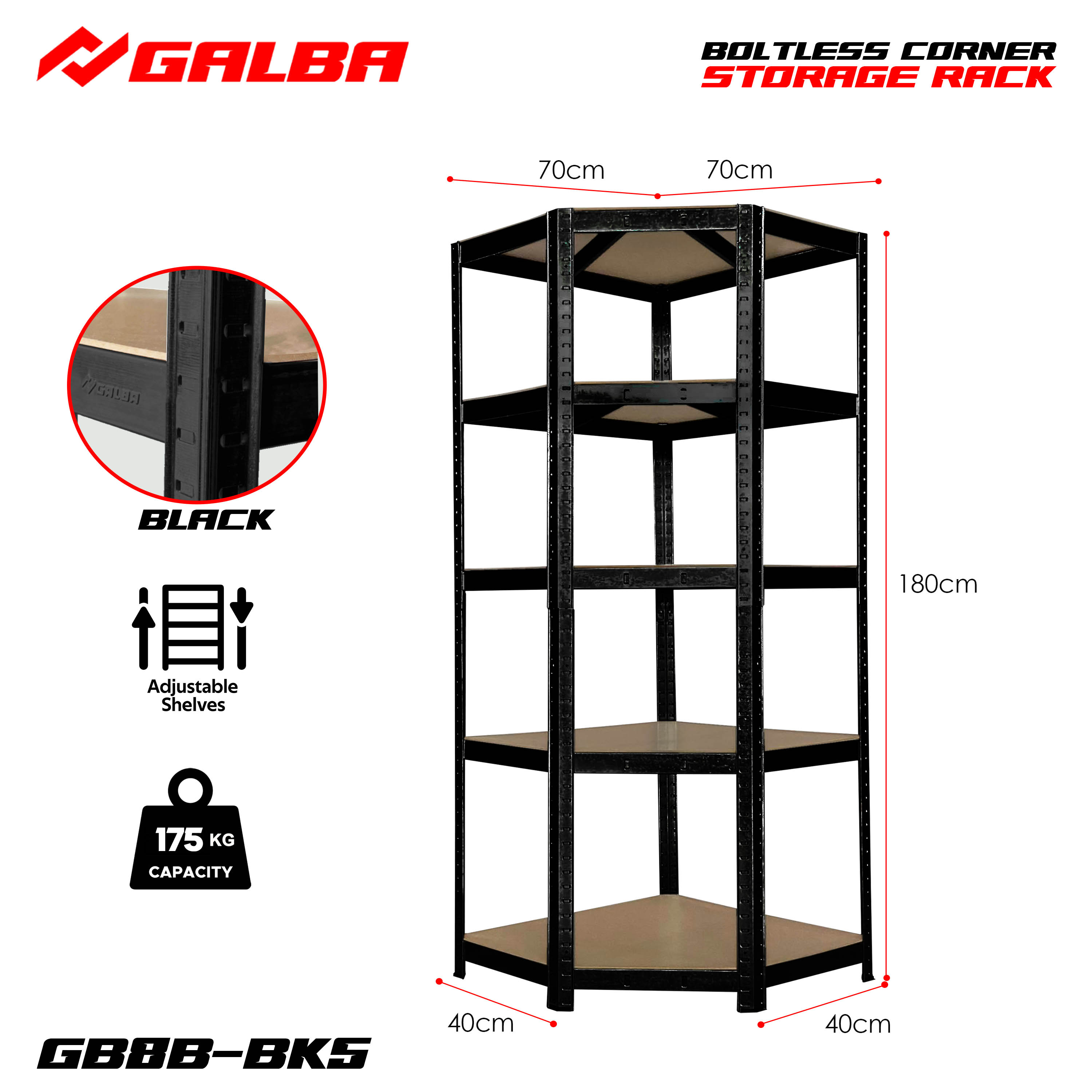 CORNER Boltless Steel Shelving Storage Rack GB7C 5 Layers ...
