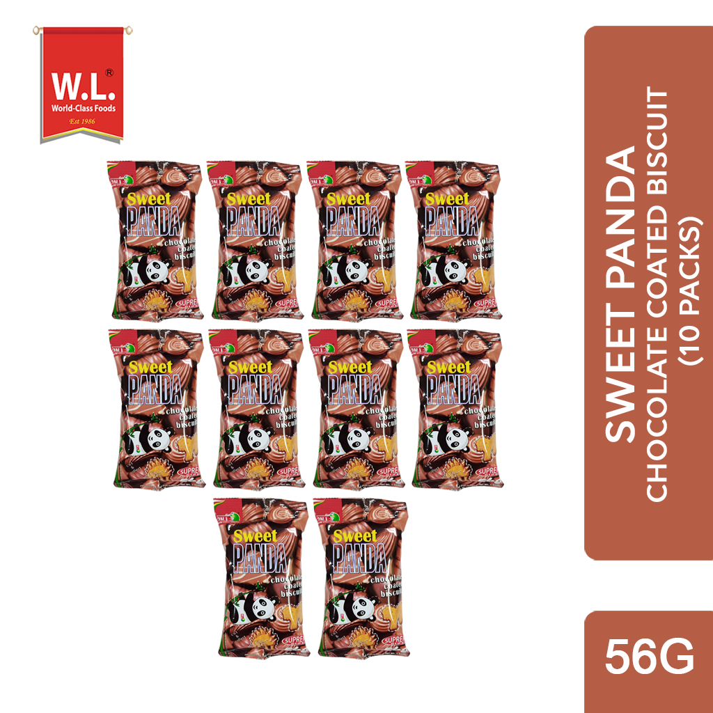 WL FOODS Sweet Panda Chocolate Coated Biscuit 56g x 10's | Lazada PH