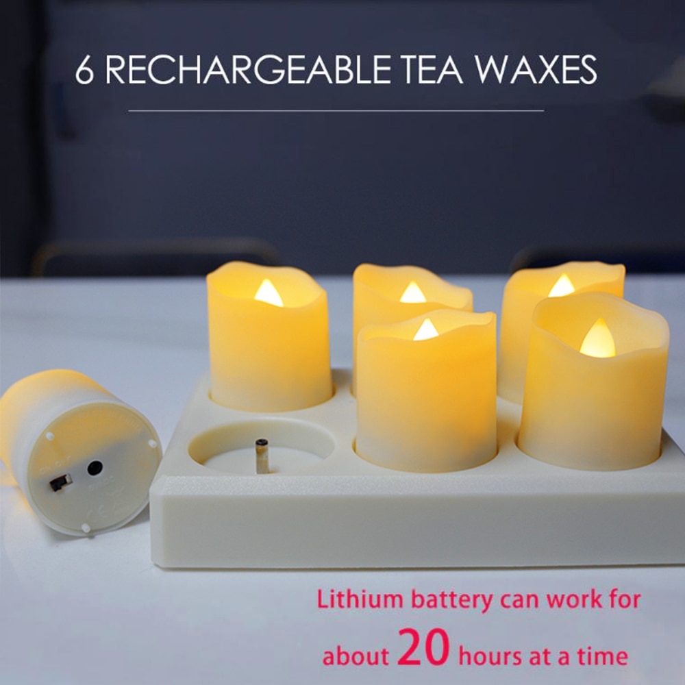 USB Rechargeable Led Candles Flashing Flameless Tealight With Timer ...
