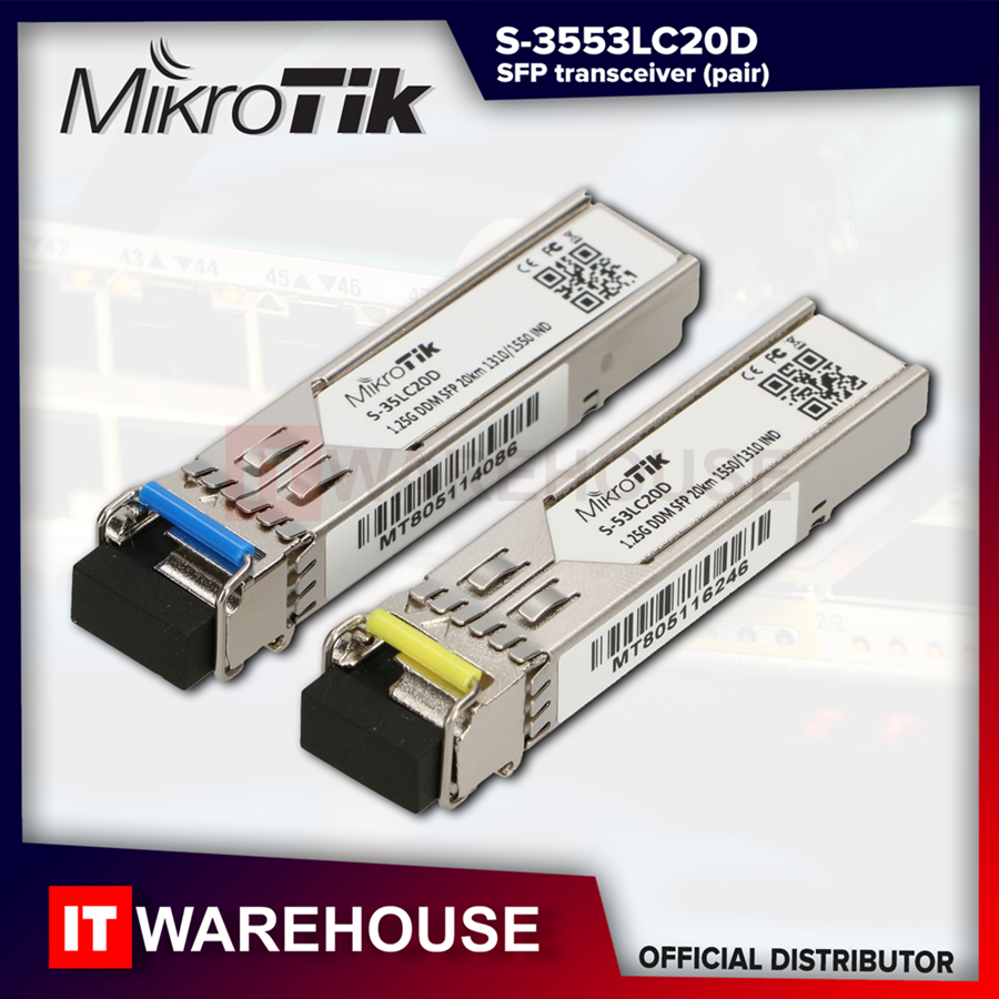 Mikrotik S-3553LC20D - Two SFP (1.25G) module kit, 20Km, single mode ...