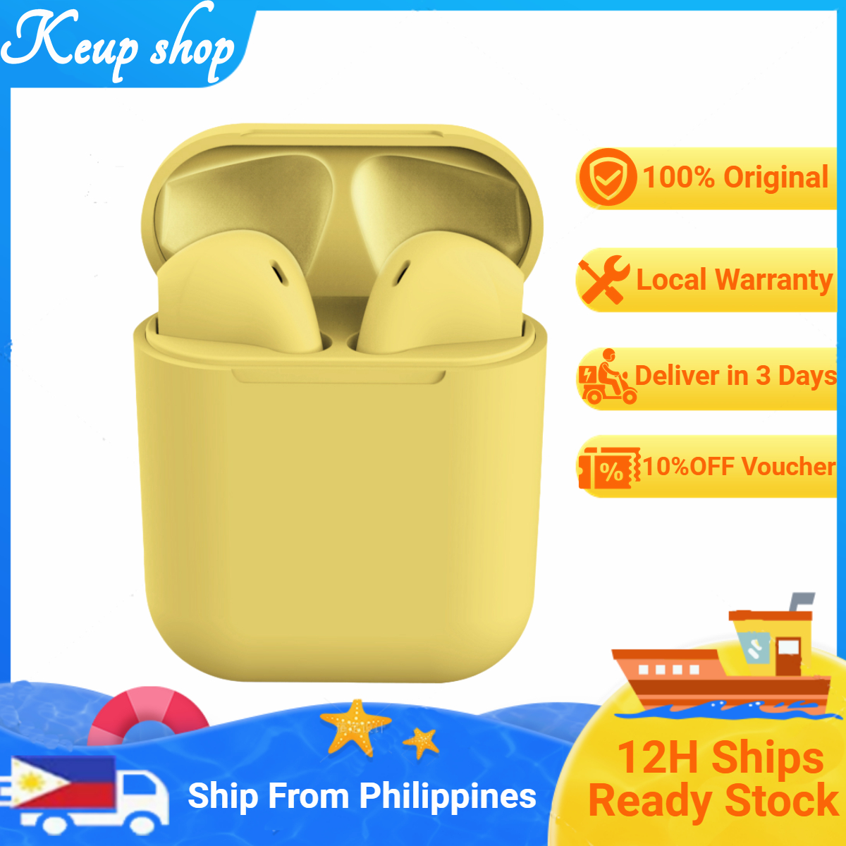 InPods 12 Bluetooth Earphone True Wireless Earbuds I12 I12s TWS Headset ...