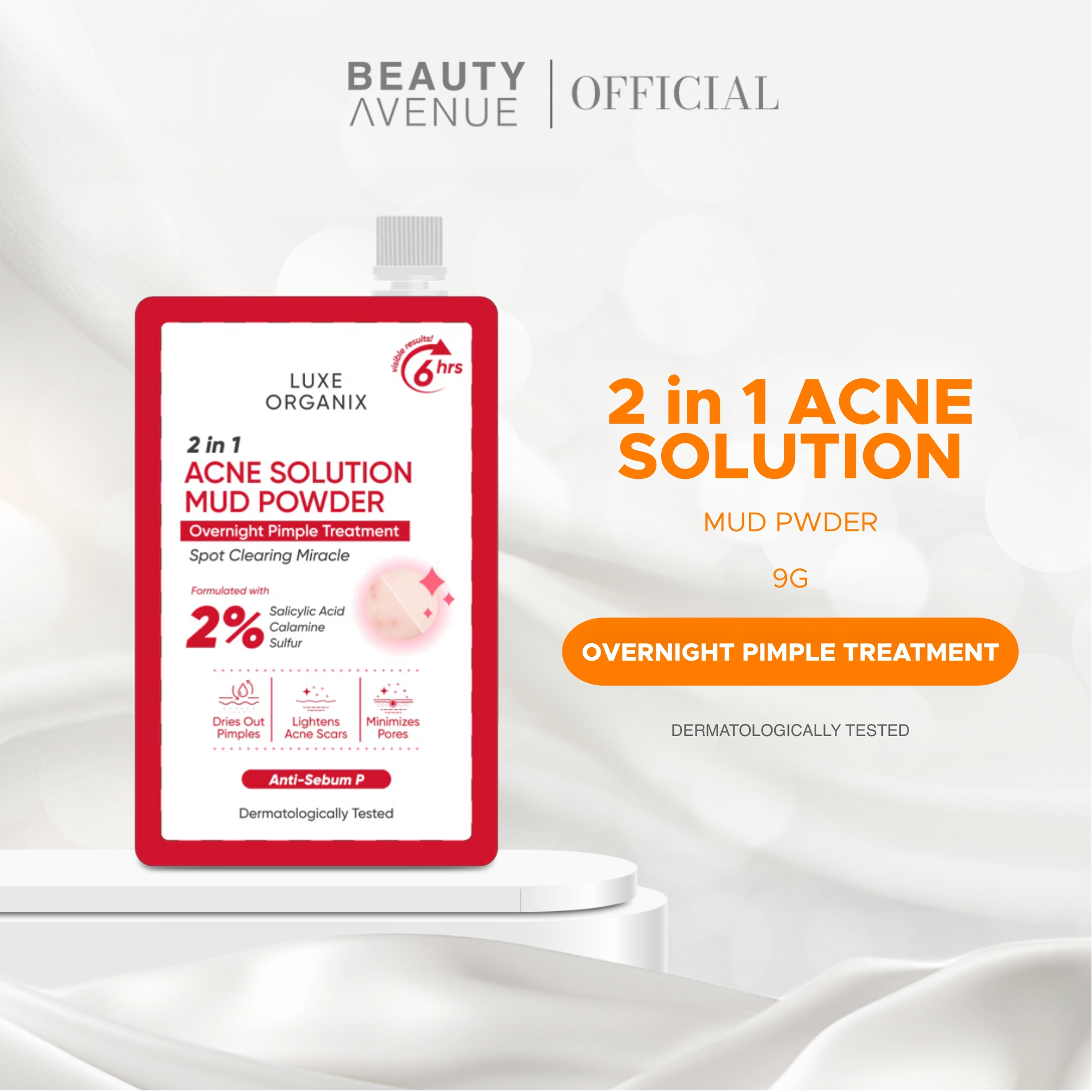 Luxe Organix 2 In 1 Acne Solution Mud Powder Overnight Pimple Treatment ...