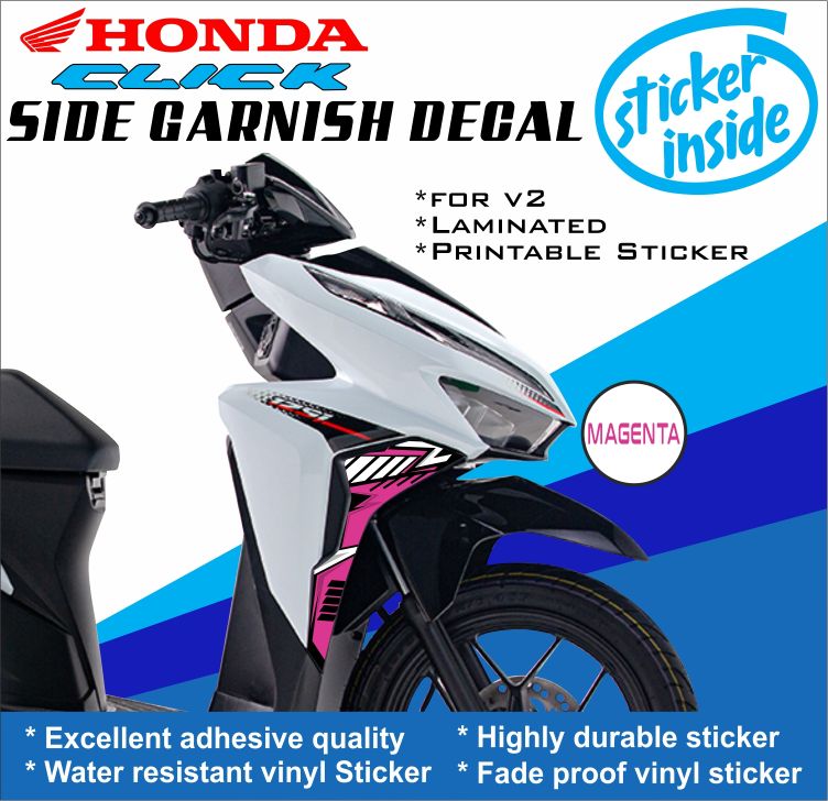 Side Garnish Decals Sticker for Honda Click V2 ( Printed and Laminated ...