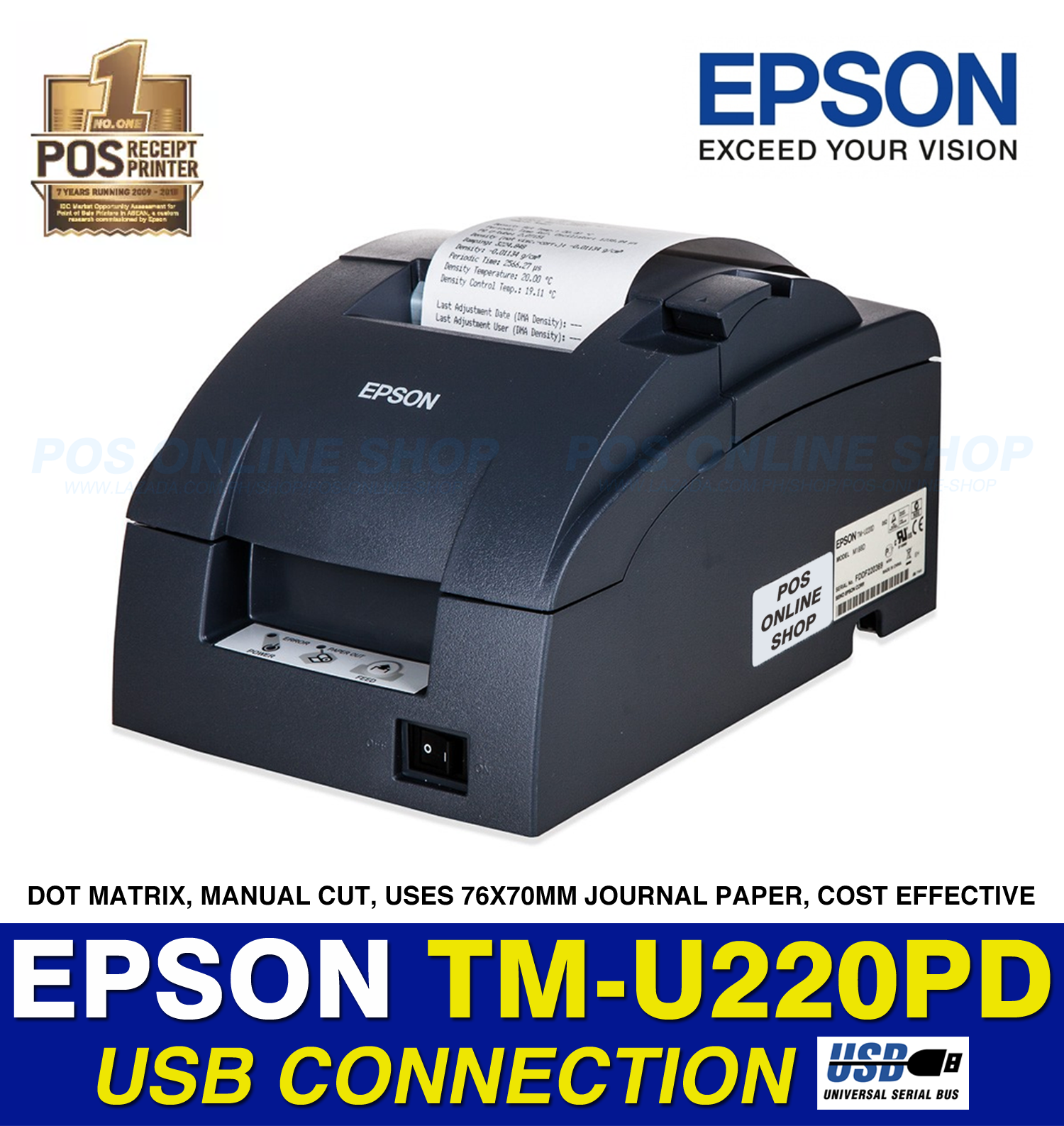 EPSON TM-U220D MANUAL CUT) Dot Matrix POS Printer (USB INTERFACE ...