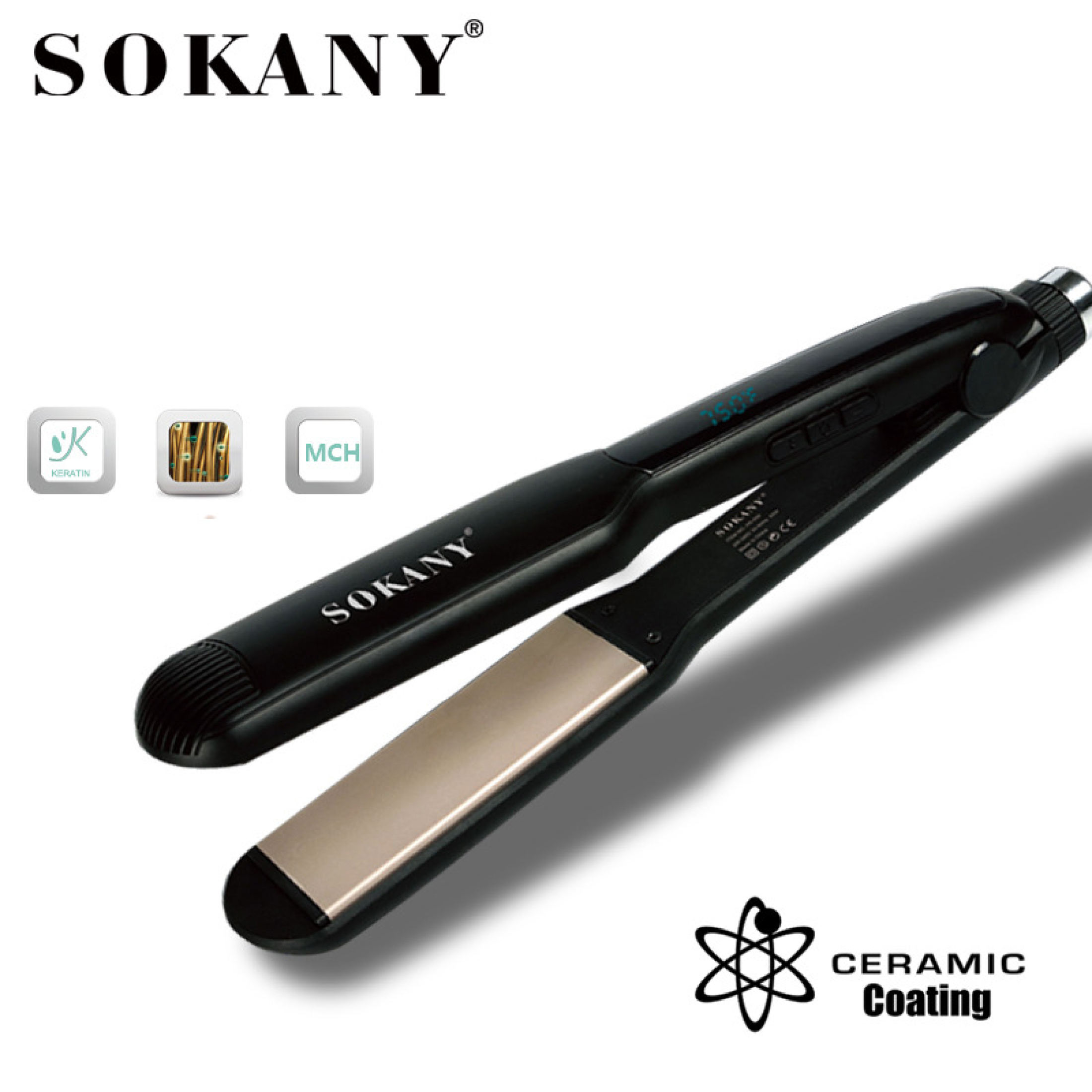 Sokany hair straightener PTC Fast Heating Element LCD Display Professional Flat Iron Hair ...