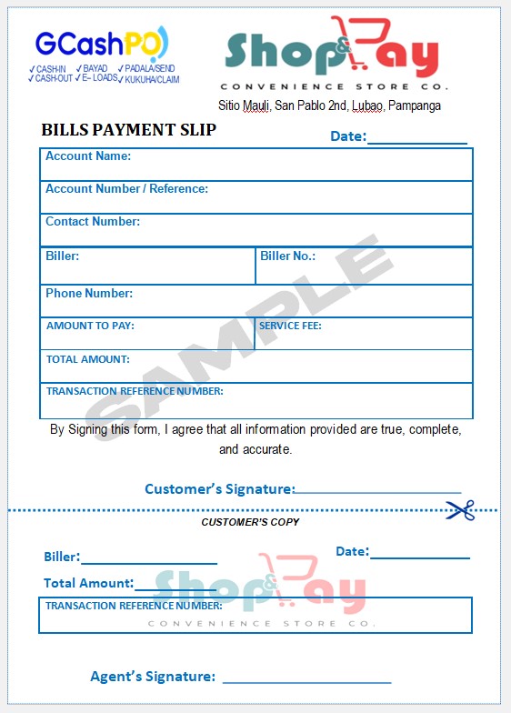 GCash Bills Payment Receipt / Slip /Form 4x5.2inch | Lazada PH