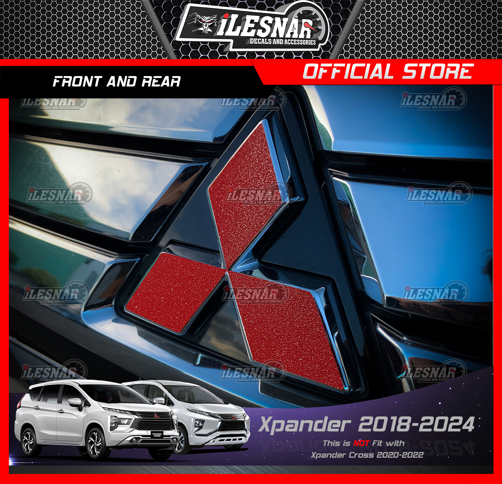 Mitsubishi Xpander 2018-2024 Front and Rear Logo Decal Sticker Official ...