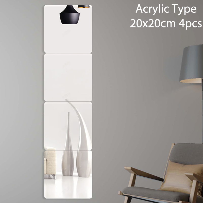Miumiu HD Wall Glass Paste Mirror 6pcs Full Body Fitting DIY Mirror ...