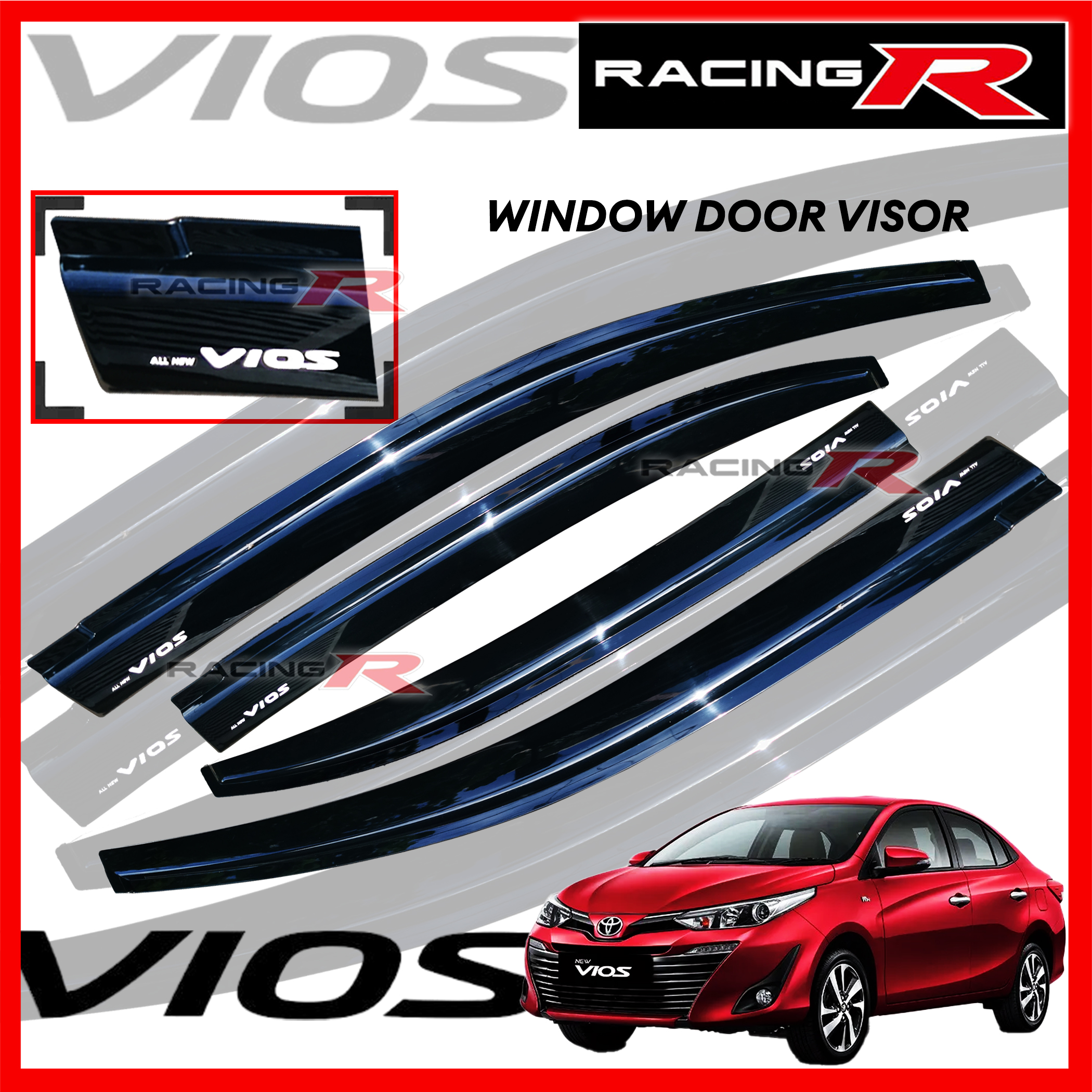 All New Vios 2019 - 2024 Prime OEM / INJECTION Window Door Visor Sun ...