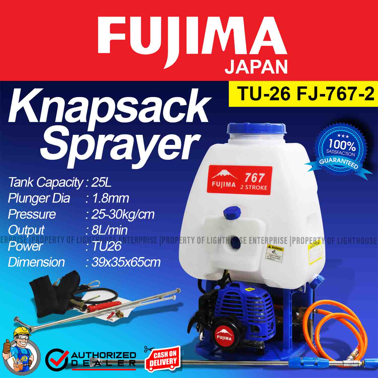 FUJIMA Japan 2 Stroke Knapsack Power Sprayer (TU-26 FJ-767-2) LIGHTHOUSE ENTERPRISE | Lazada PH
