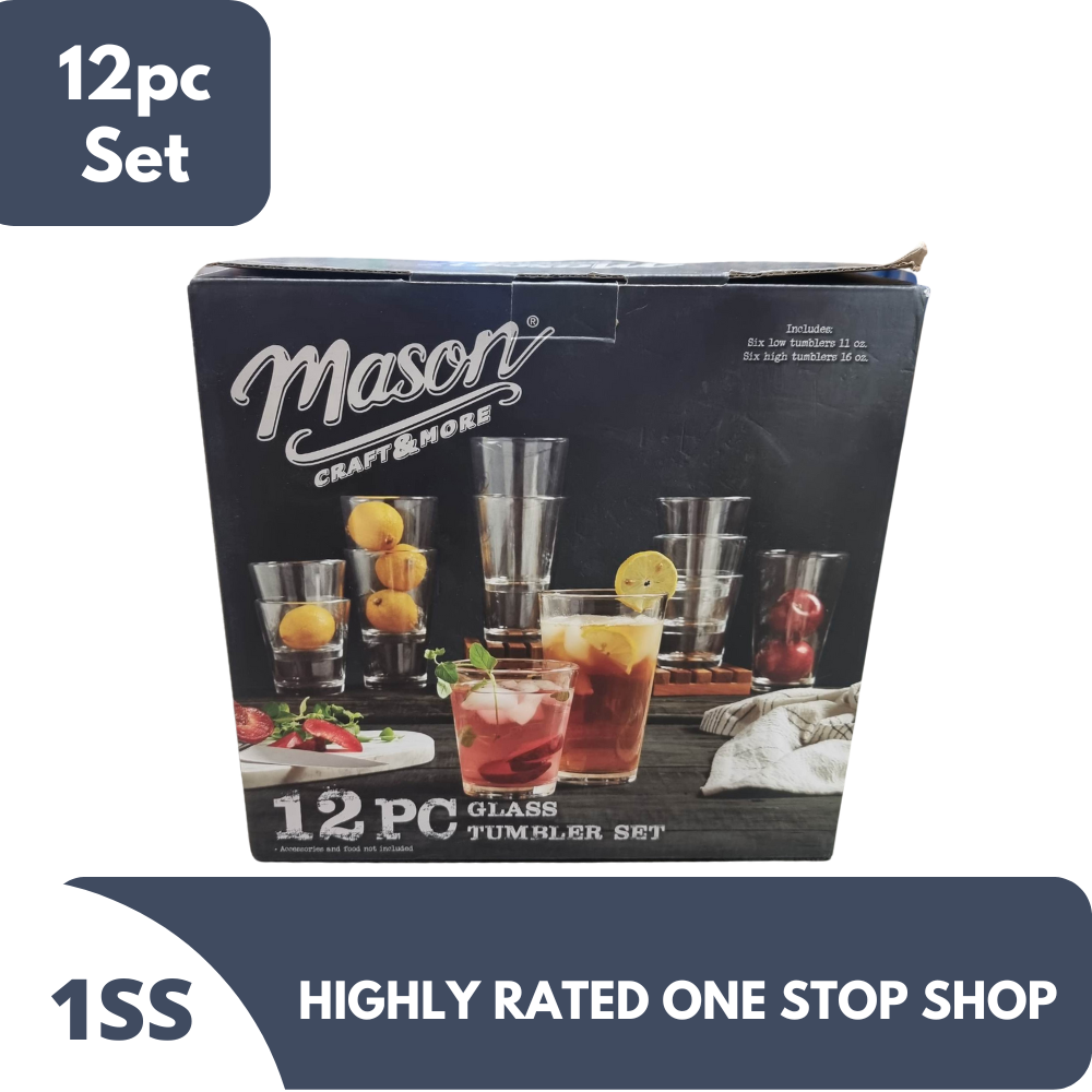 Mason Craft & More Glass Tumbler Drinkware 12pc Set | Lazada PH