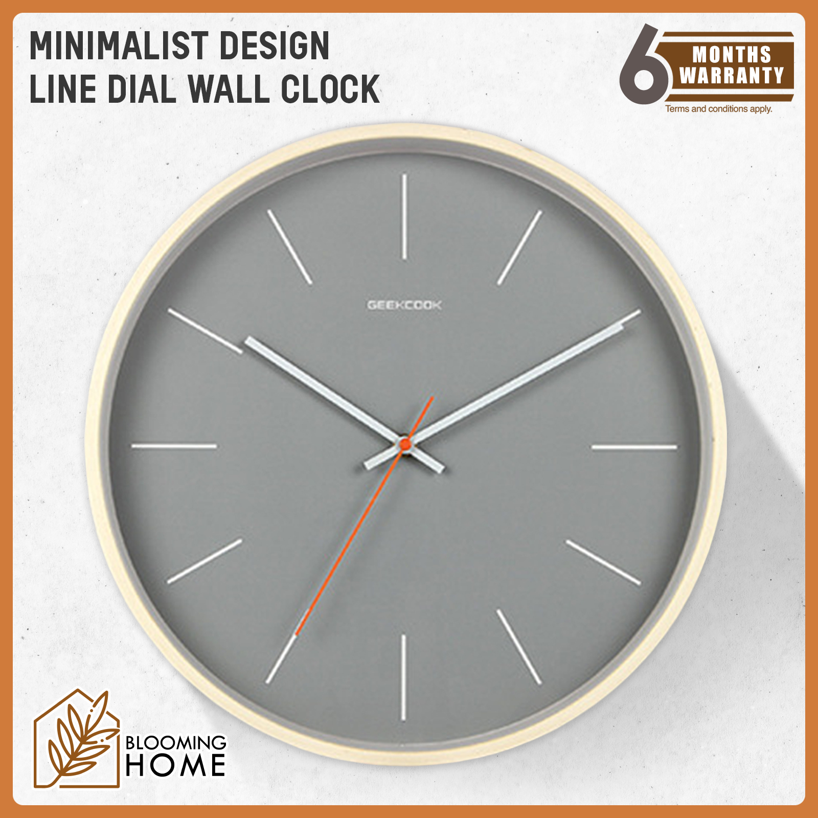GEEKCOOK Minimal Style Wooden Wall Clock - Line Dial | Lazada PH