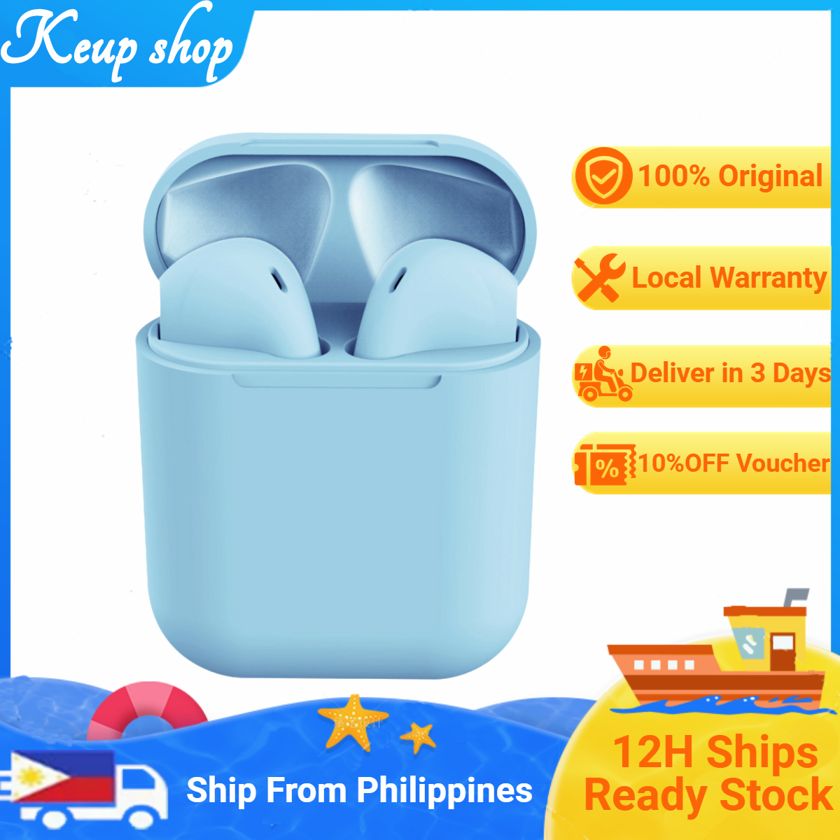 Original i12 Wireless Earphone Earbuds inPods 12 TWS Bluetooth Earphone ...