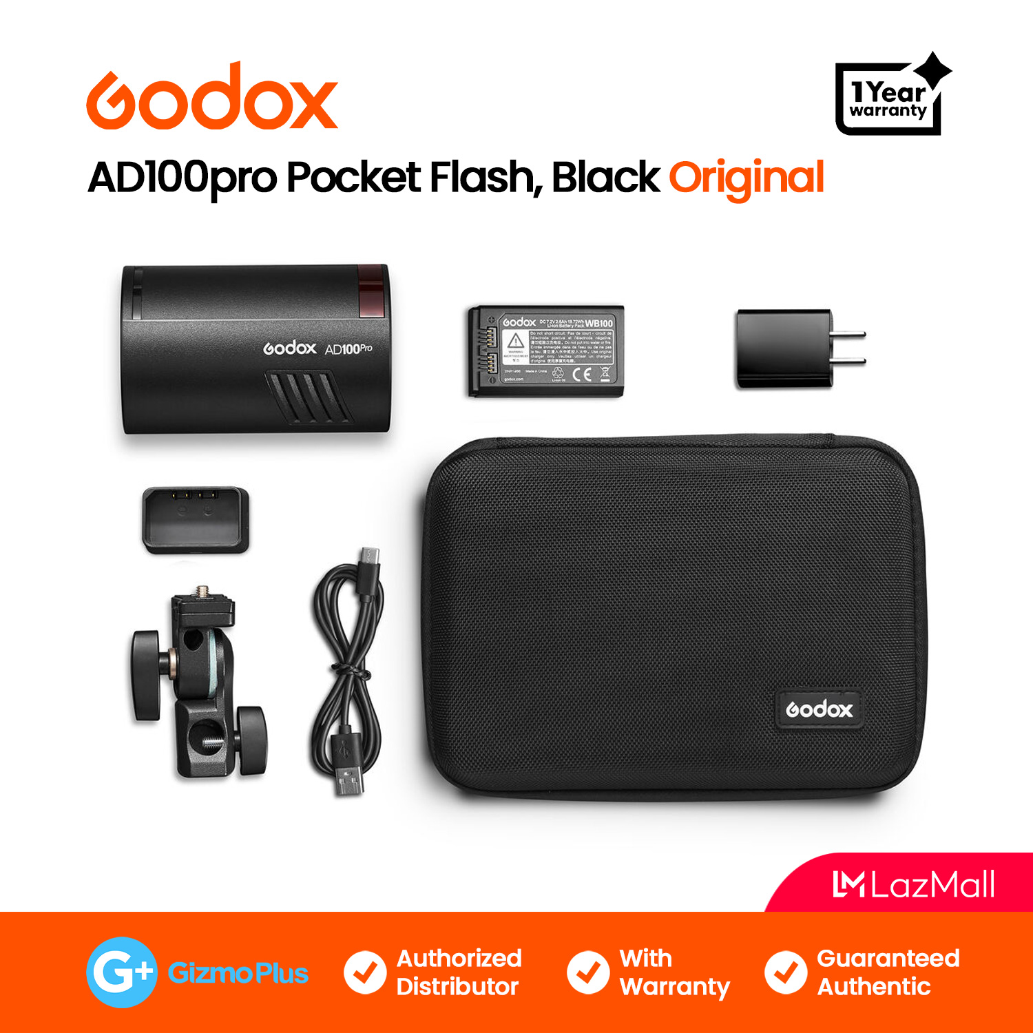 Godox AD100Pro AD100 Pro Pocket Flash, 100W 2.4G Wireless HSS 1/8000s ...
