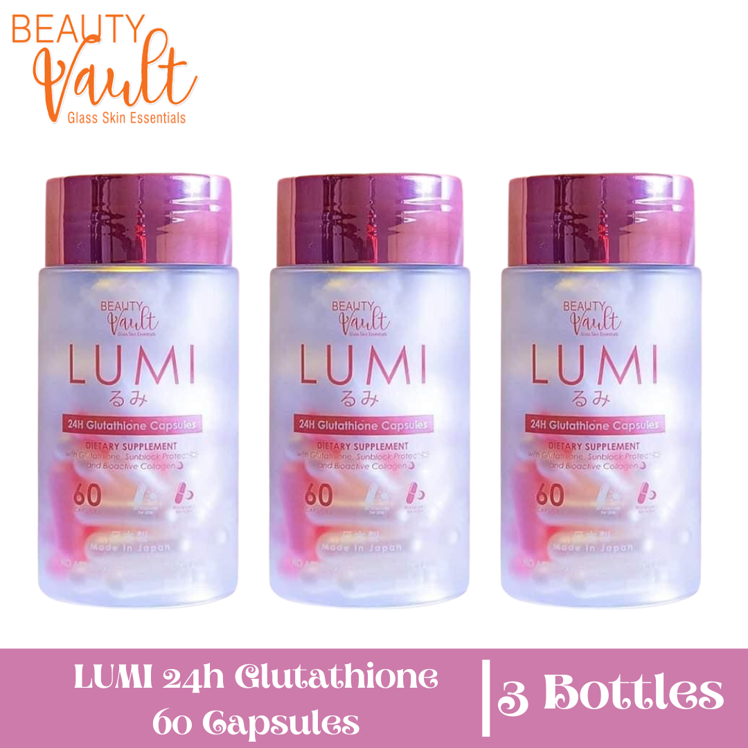 LUMI 24H Glutathione Capsules by Beauty Vault 60 capsules ( 3 Bottles ...