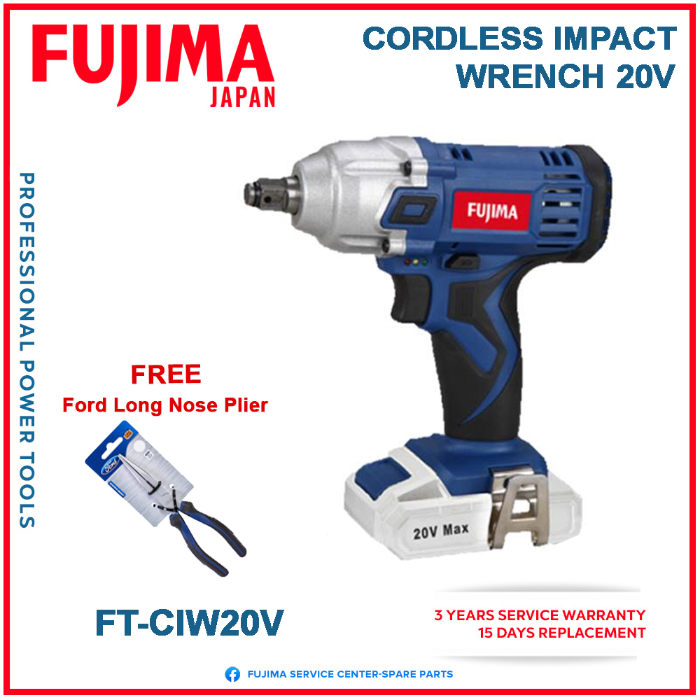 Fujima Cordless Impact Wrench 20V with free Ford Long Nose Plier ...
