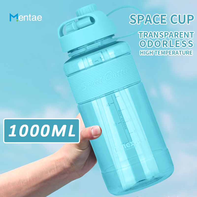 Large Capacity Water Bottle Sport Unbreakable Water Bottle Double Straws With Shoulder Straps ...