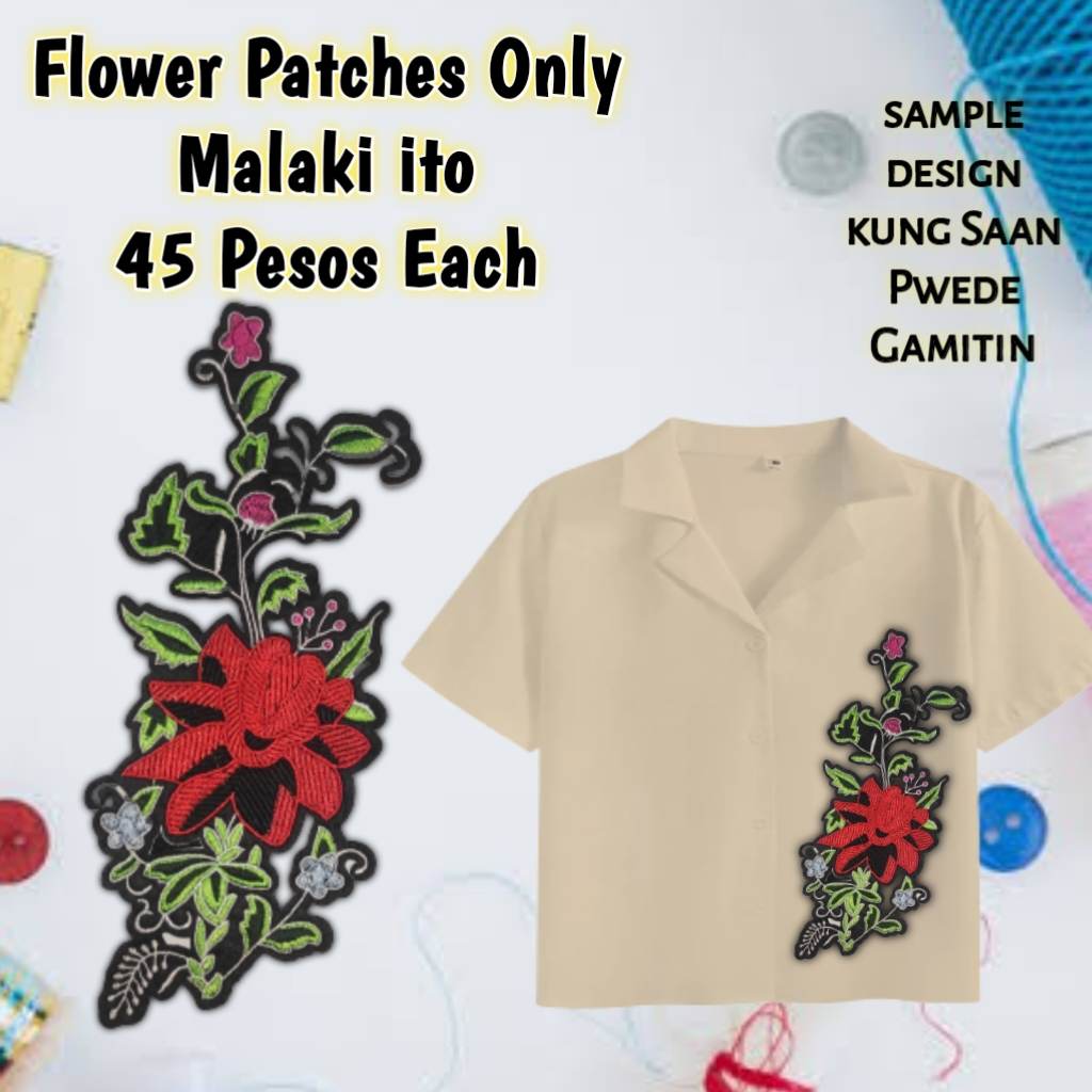 Flower Patches na Malaki Maganda Pang Design sa Tote Bag, Crop Top, at ...
