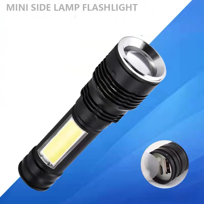 Outdoor strong light LED flashlight Zoom Flashlight USB rechargeable ...
