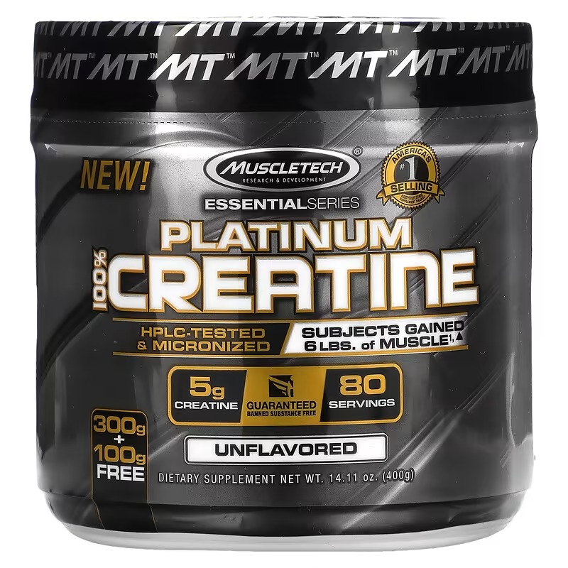 MuscleTech, Essential Series, Platinum 100% Creatine, Unflavored, 14.11 ...