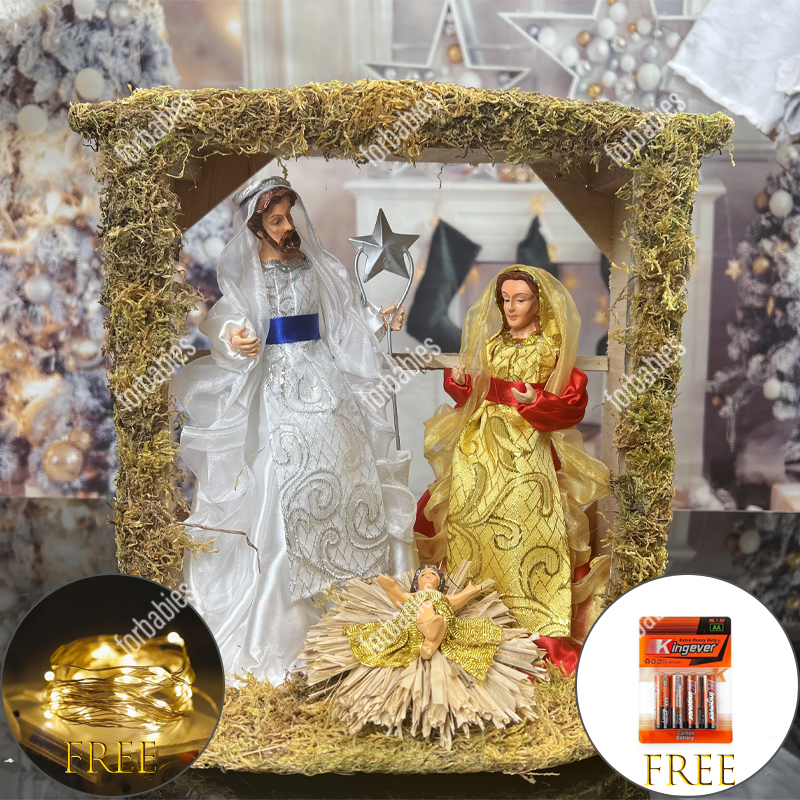 Christmas belen Nativity Set,With Christmas lights,With house | Lazada PH