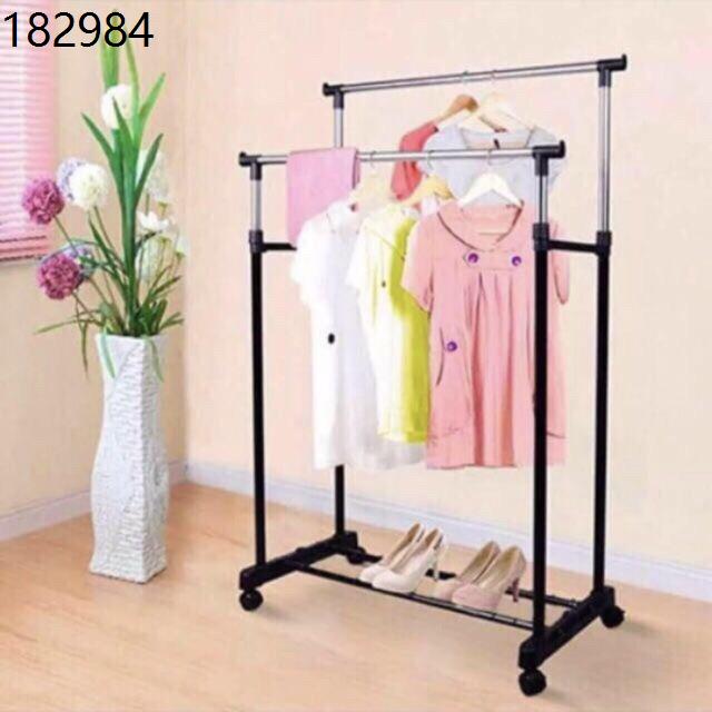 (COD) Adjustable Double Pole Clothes Rack | Lazada PH
