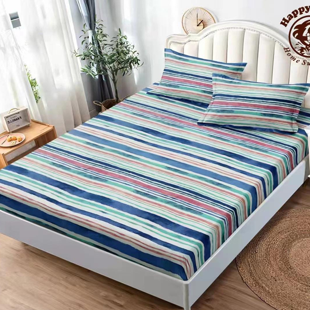 Home Heaven 3in1 Horizontal Line Design Bedsheet Set (1 pc Fully ...