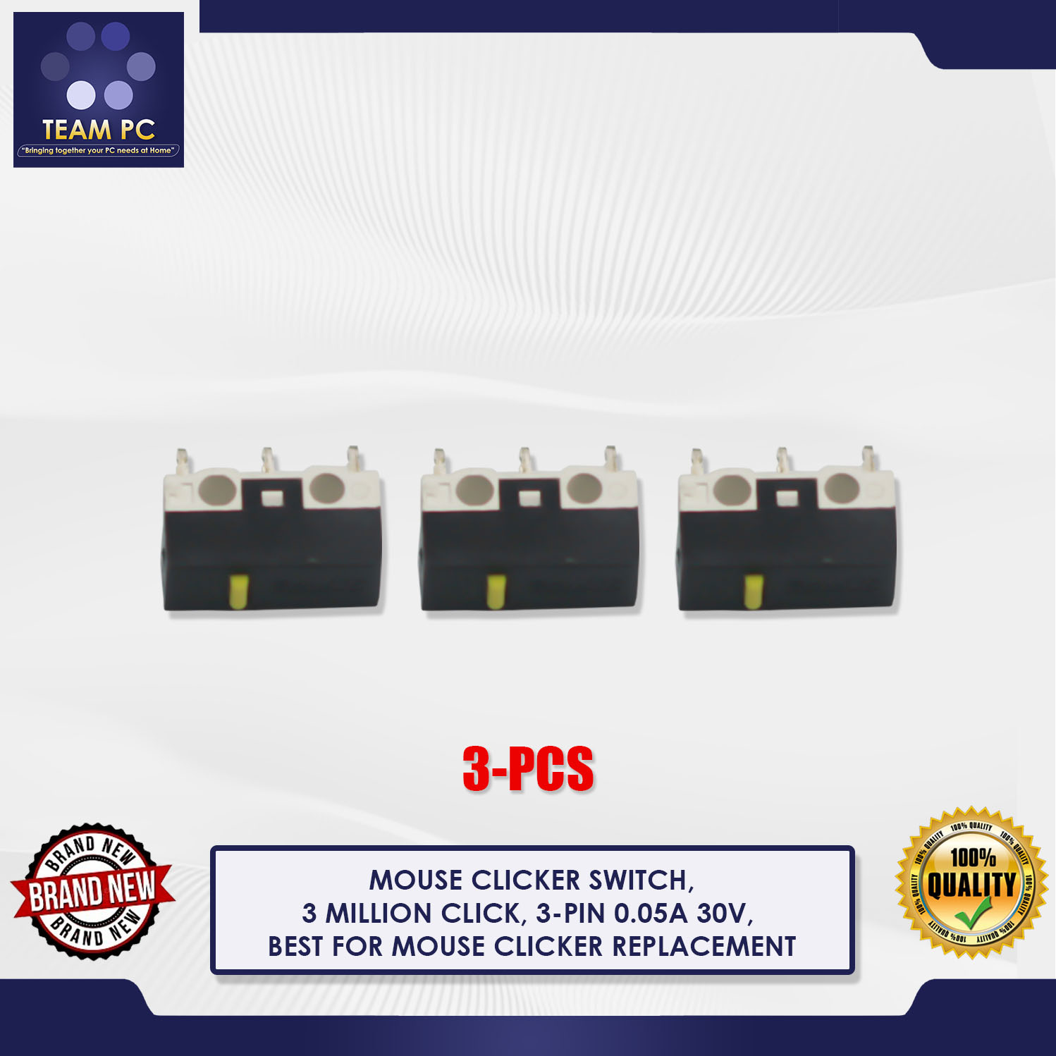 MOUSE CLICKER SWITCH, 3 MILLION CLICK, 3-PIN 0.05A 30V, BEST FOR MOUSE ...