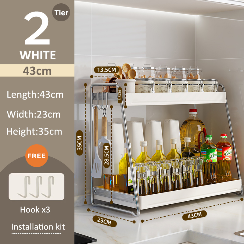 Lifinity 2/3 Layers Kitchen Spice Rack Stainless Steel Condiment Rack ...