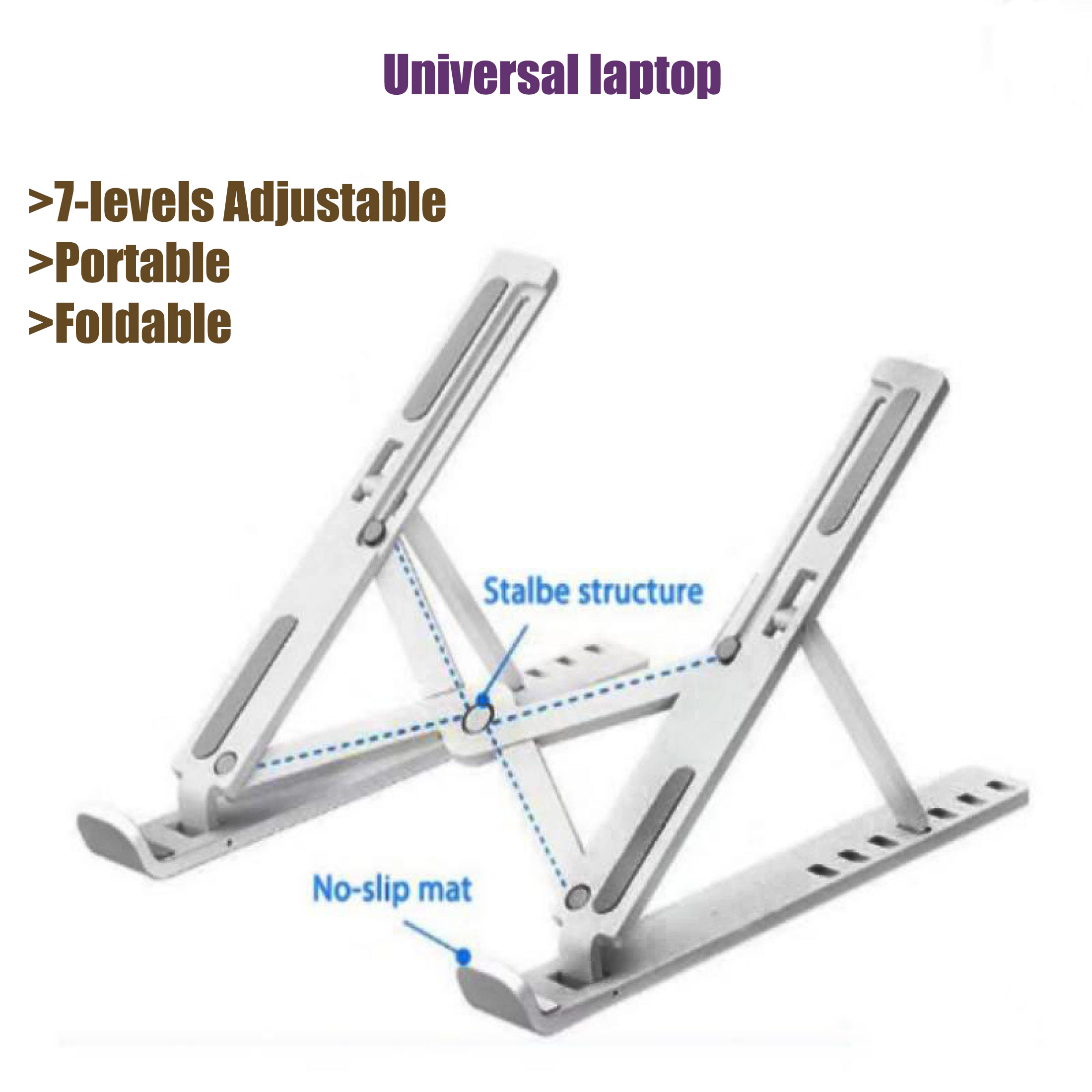 Adjustable 7-levels Foldable laptop Stand Portable Hands Adjustable ...