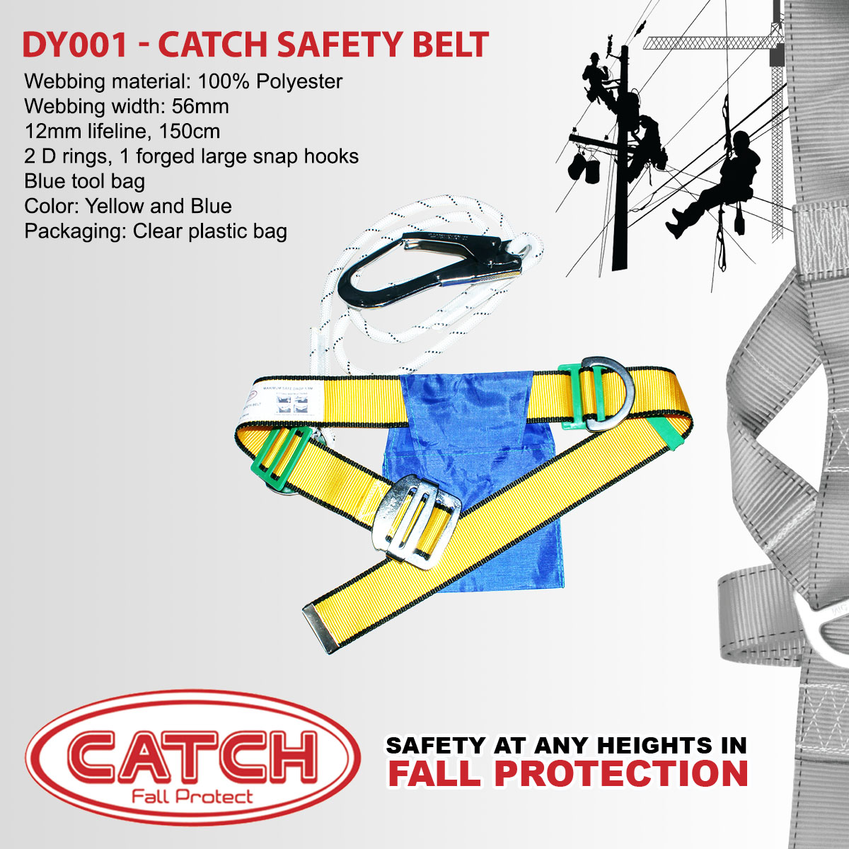 CATCH DY001 Safety Belt Fall Protection / Heavy Duty Fall Arrest for ...