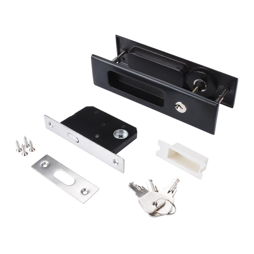 Sliding Door Lock With Flush Recessed Handle Invisible Barn Wood Door ...
