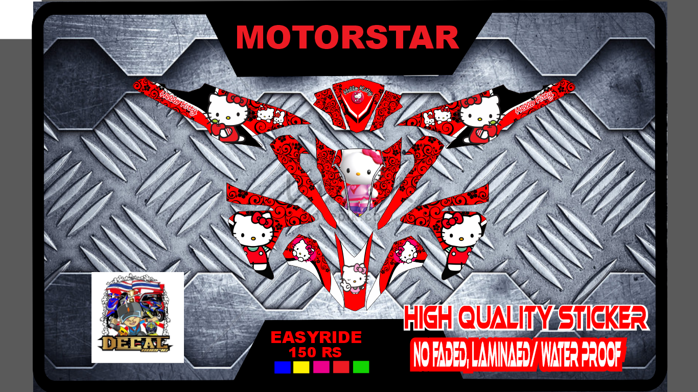 MOTORSTAR EASY RIDE 150 STICKER DECALS, H.KITTY- RED, 056 | Lazada PH