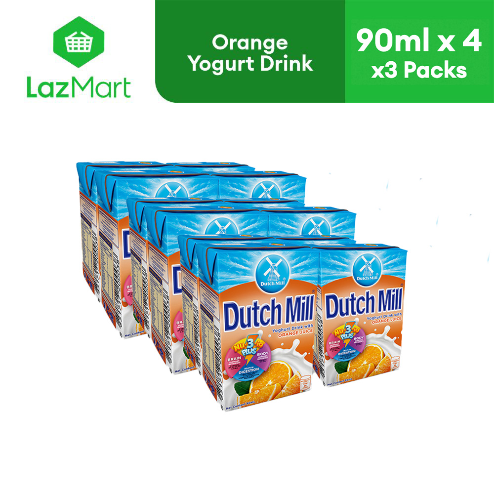 Dutch Mill Yoghurt Drink Orange Juice 90ml x 4 - Pack of 3 | Lazada PH