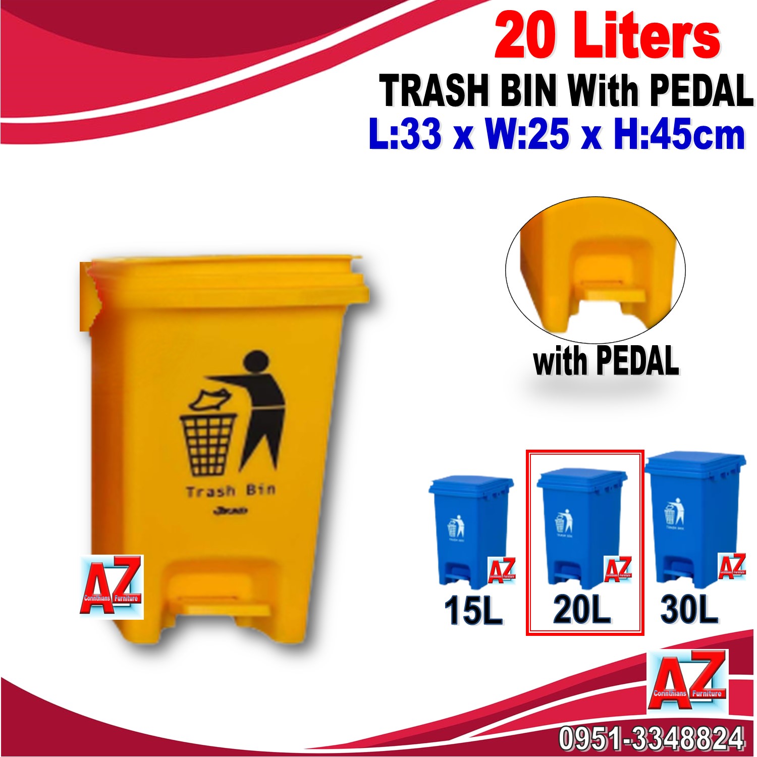 Trash Bin Waste Bin with foot Pedal 20 Liters | Lazada PH