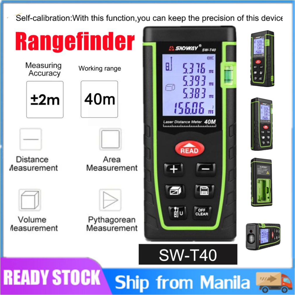 Laser Distance Meter Digital Angel 40M LCD Screen Mute Intelligent ...