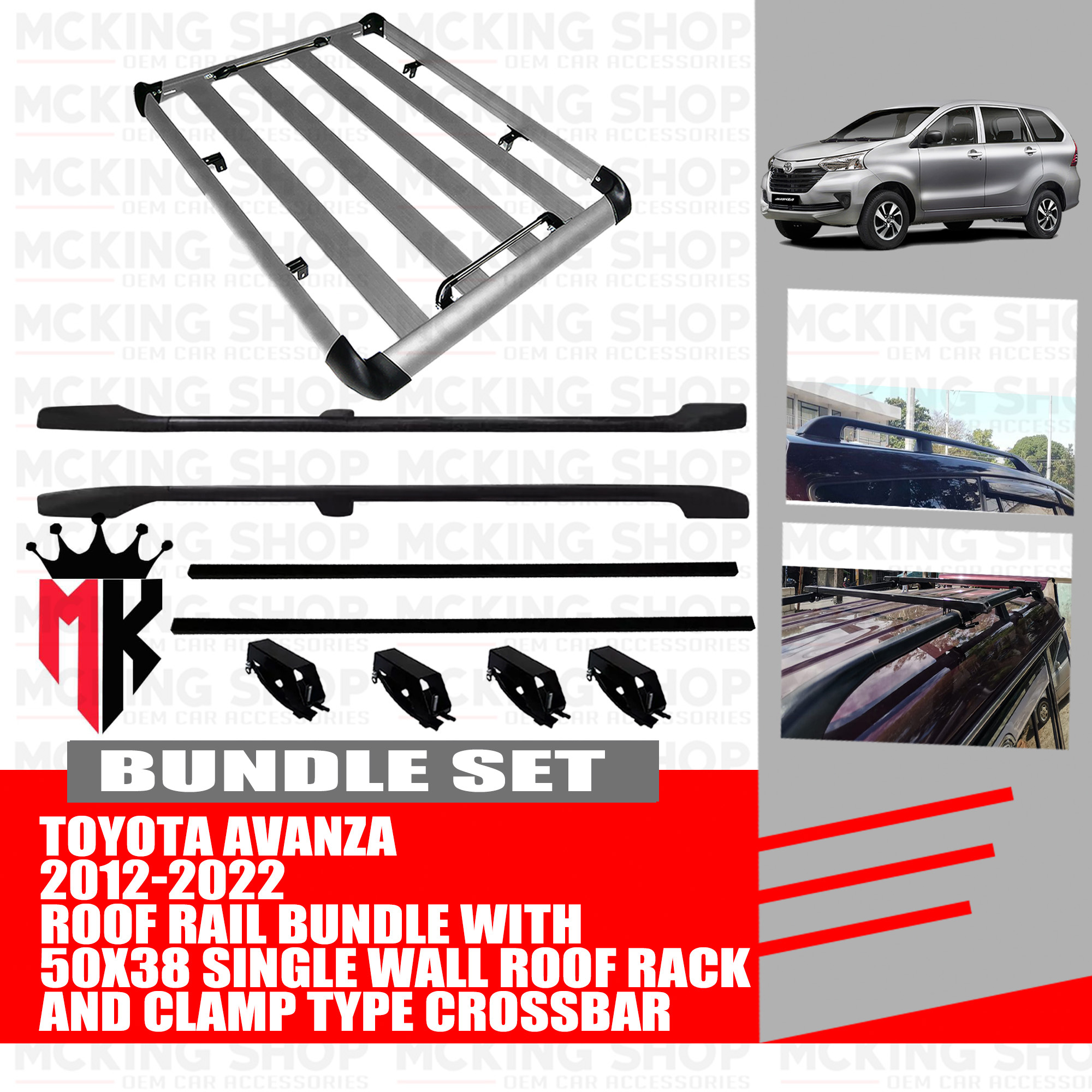 Toyota Avanza 2012-2022 Aluminum 50x38 Single Wall Roof Rack / Roofrack ...