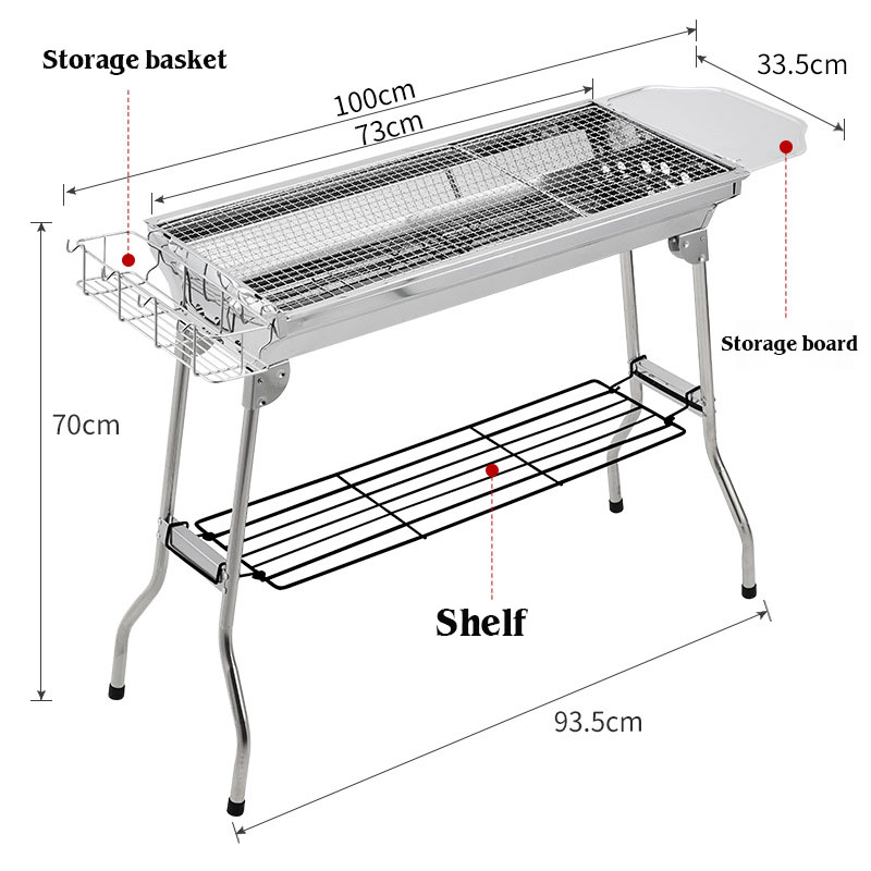 Portable Foldable Stainless Steel Outdoor Charcoal Grill Stainless ...