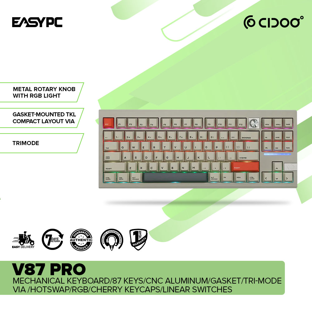 EasyPC CIDOO V75 PRO / V87 PRO / V75 PLUS Barebone Mechanical Keyboard 81 Keys CNC Aluminum ...