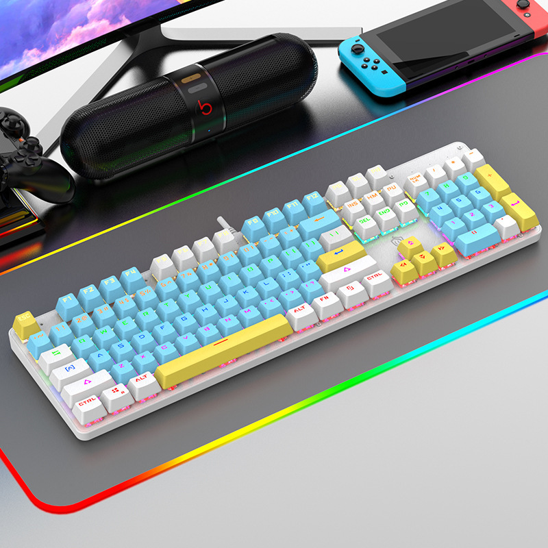 K901 Wired Mechanical Keyboard Blue Axis Mixed Light Plug-in Axis ...