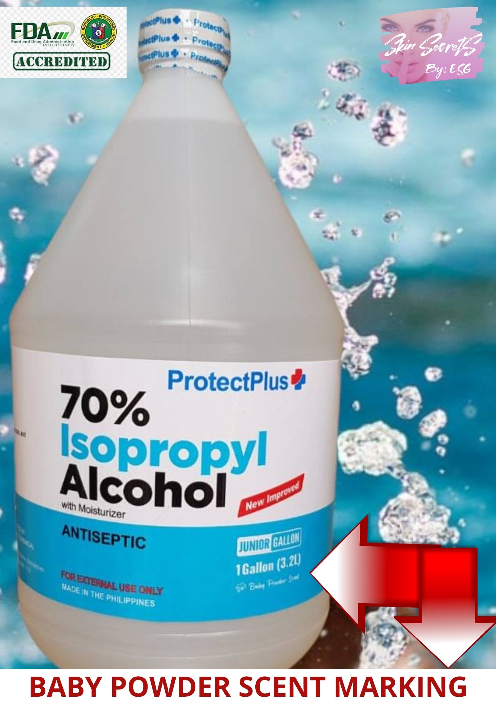 Protect Plus 70% Isopropyl Alcohol w/ Moisturizer (Baby Powder Scent;1 ...