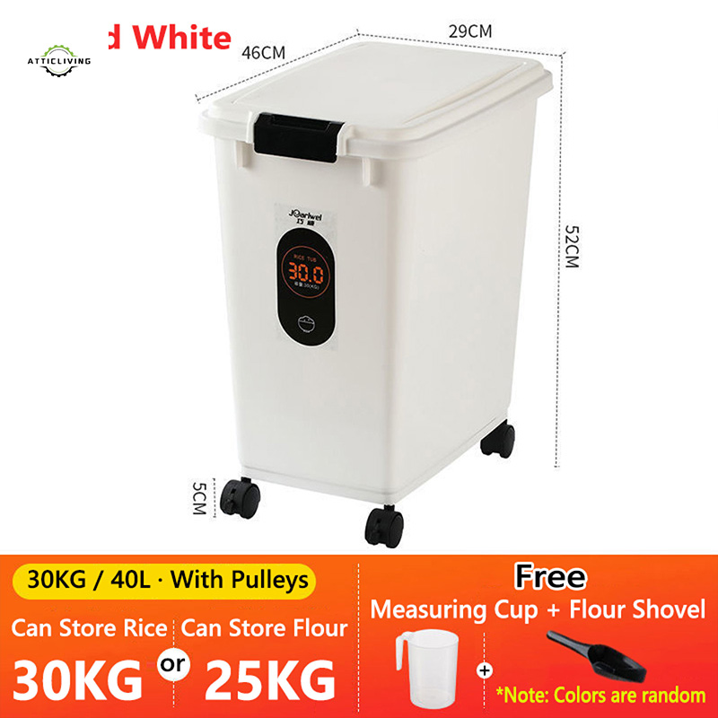 Large capacity rice dispenser 25kilos airtight rice storage container ...