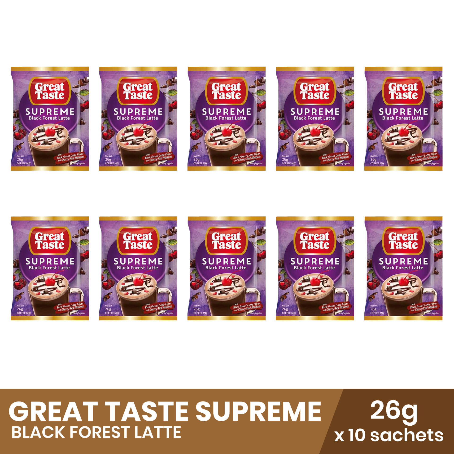 GREAT TASTE Supreme Black Forest Latte 26g x 10 sachets, breakfast item ...