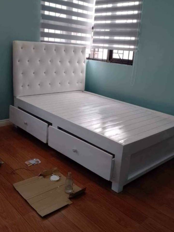 Bed frame with upholstery headboard | Lazada PH