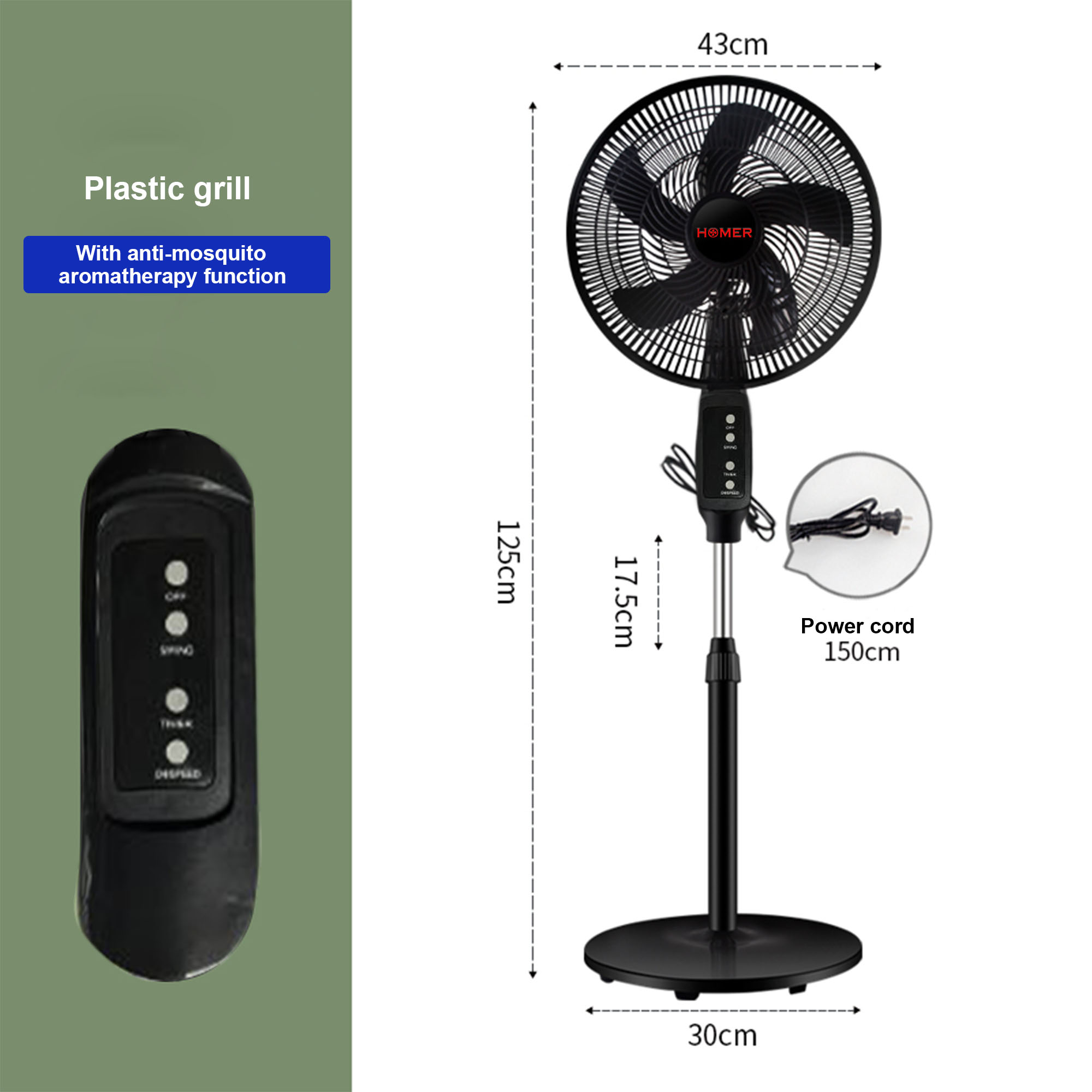 Buenas Homer FS40-9 Remote control stand fan with free mosquito ...