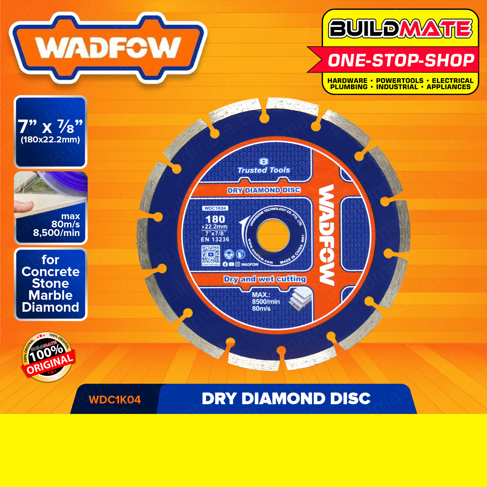 WADFOW 7" Inch Dry Diamond Disc | Wet Diamond Disc Dry & Wet Cutting ...